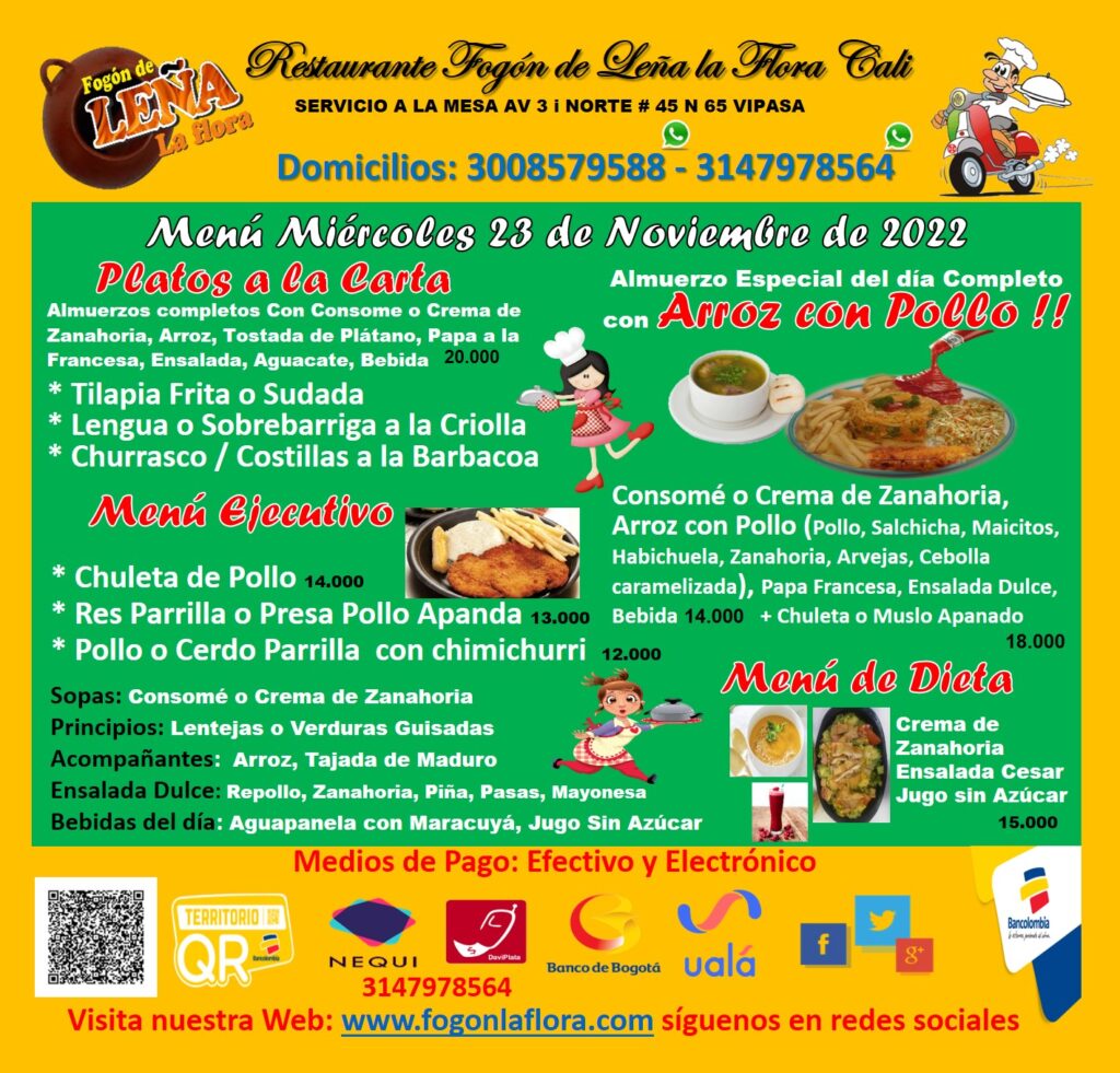 Arroz con Pollo !!! almuerzo completo !!!! disfruta de nuestros menús ...